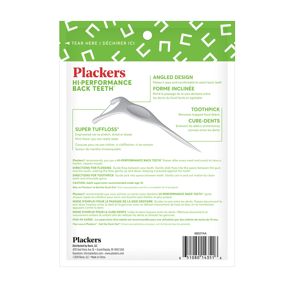 Plackers® Hi-Performance Back Teeth™ Flossers, Mint, 35/ea